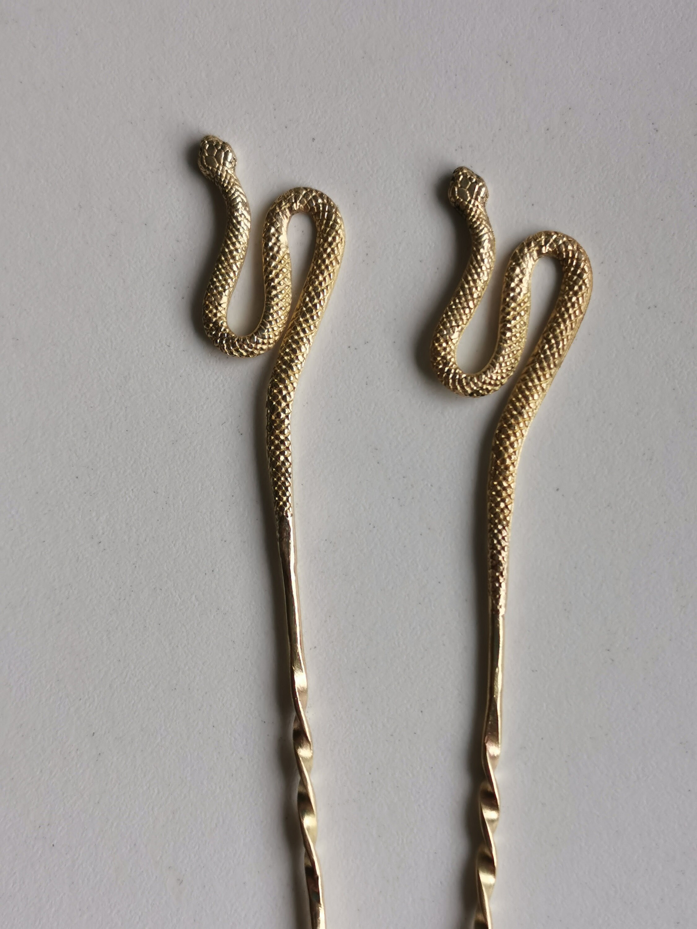 Two Hair Pins. Brass Snake Pins. Handmade Brass Fork. Bohemian - Etsy UK
