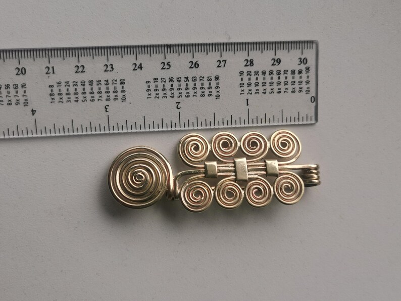 Large Handmade Brass Fibula Spiral Clip for Scarf, Vest, or Cloak ...