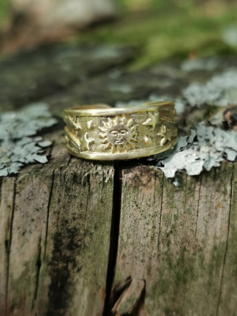 Brass Ring With Symbols of the Sky. Cute Handmade Ring. Brass, Copper ...
