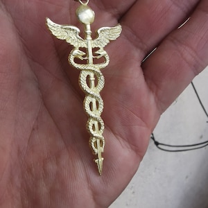 Brass Pendant, Greek Mythology, Caduceus of God Hermes Necklace, Gift ...