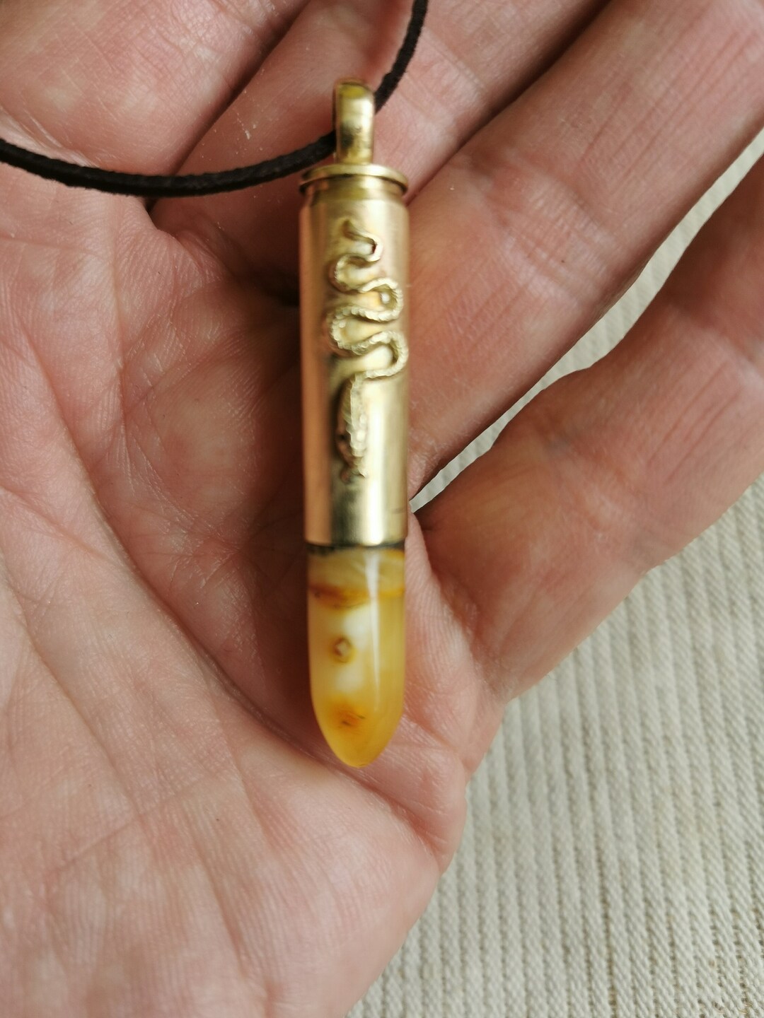 Handmade Amber Pendant Bullet. Cartridge Pendant, Natural Amber, Gift ...