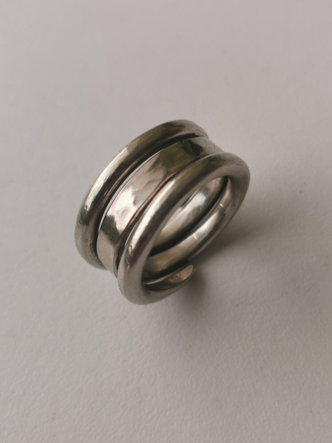 Melchior (german Silver) and Copper Viking Ring, Triple Hammered Ring ...