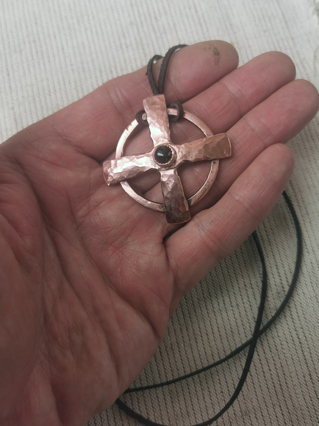Copper Pendant. Vikings' Sun Cross. Celtic Cross Necklace With Garnet ...