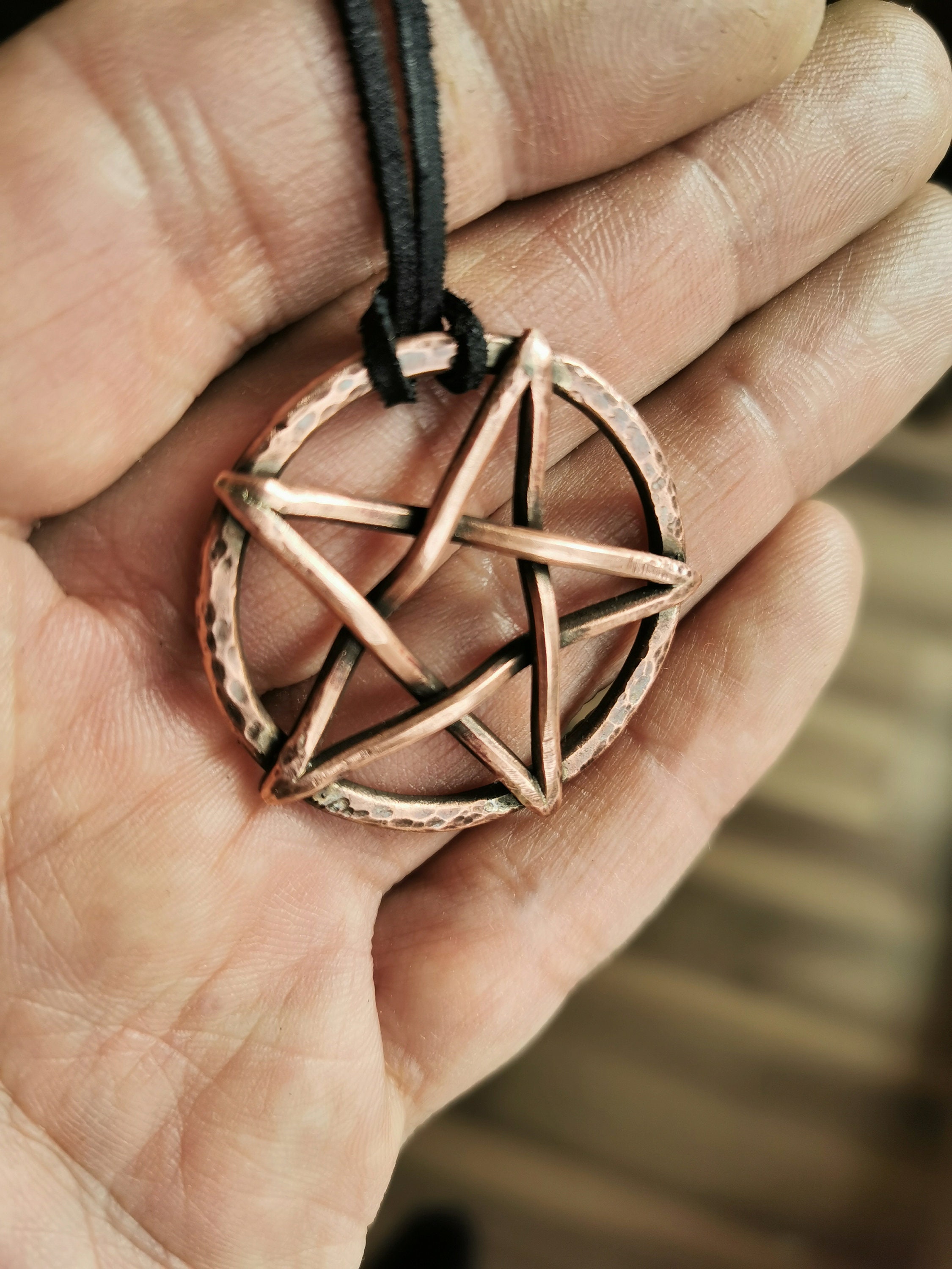 Pendant. Forged copper Pentagram Amulet. Hammered handmade | Etsy