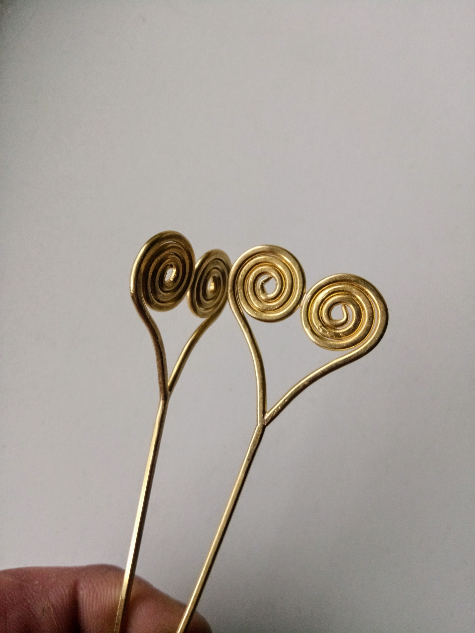 Brass Hair Pin.hair Fork. Brass Simple Spiral Hair Stick,jewelry ...