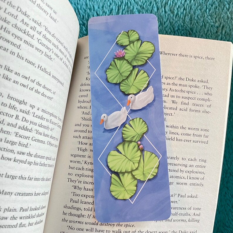 Cute Duck Bookmark Double Sided Blue Bookmark Gifts for Booklovers ...