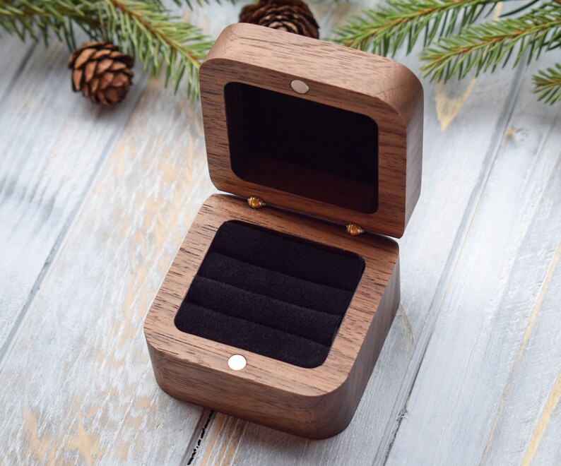 Triple Ring Box / Rustic Ring Box / Wood Ring Box / Wooden - Etsy