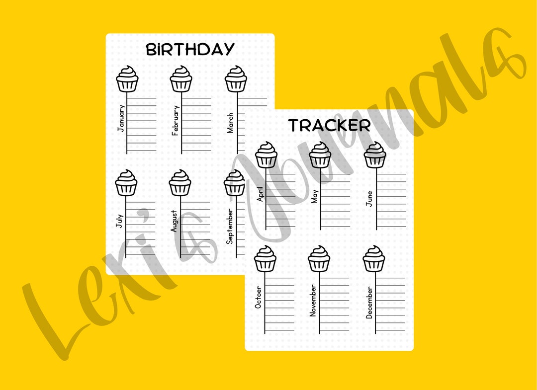 Birthday Tracker Two-page Spread Digital Tracker A5 Journal Page ...