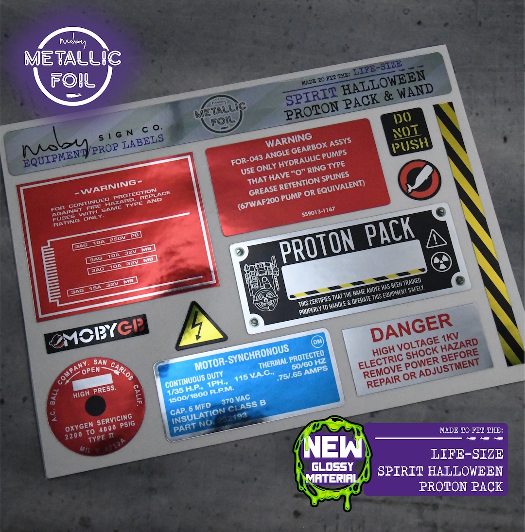 METALLIC FOIL VINYL / Life-size Spirit Halloween Proton Pack Decal ...