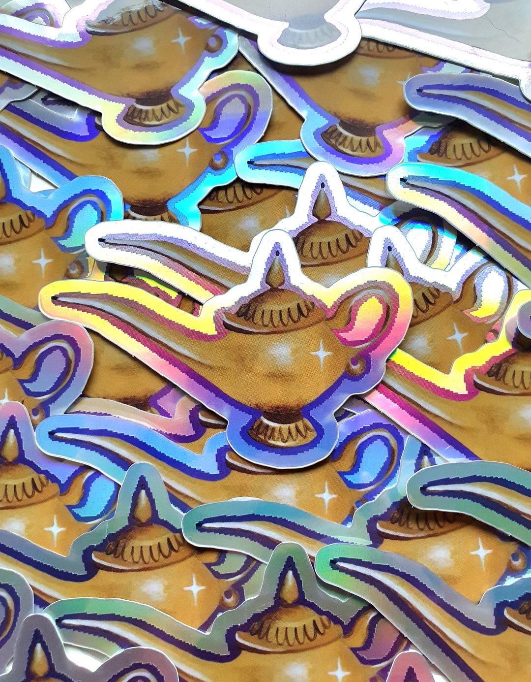 Holographic Gold Genie Lamp Sticker - Etsy