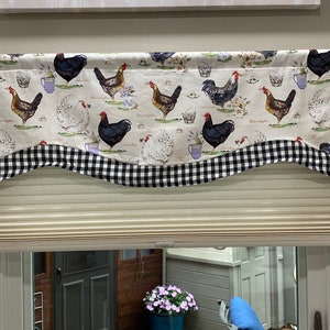 ROOSTER CHICKEN Kitchen Window Valance, Kitchen Window Curtains, Window ...