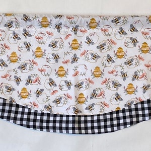 FARMHOUSE BEE VALANCE. Beehives, Beekeeper, Honey, Black and White ...