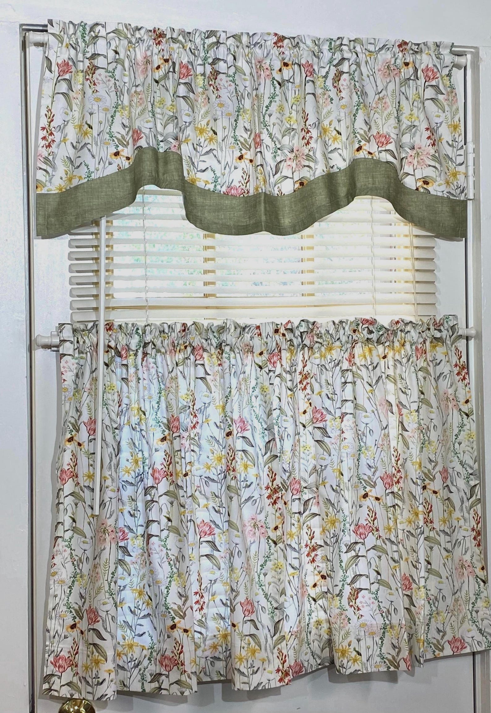 Wildflower Kitchen Window Valance or Cafe Curtains : Multi Colors With ...