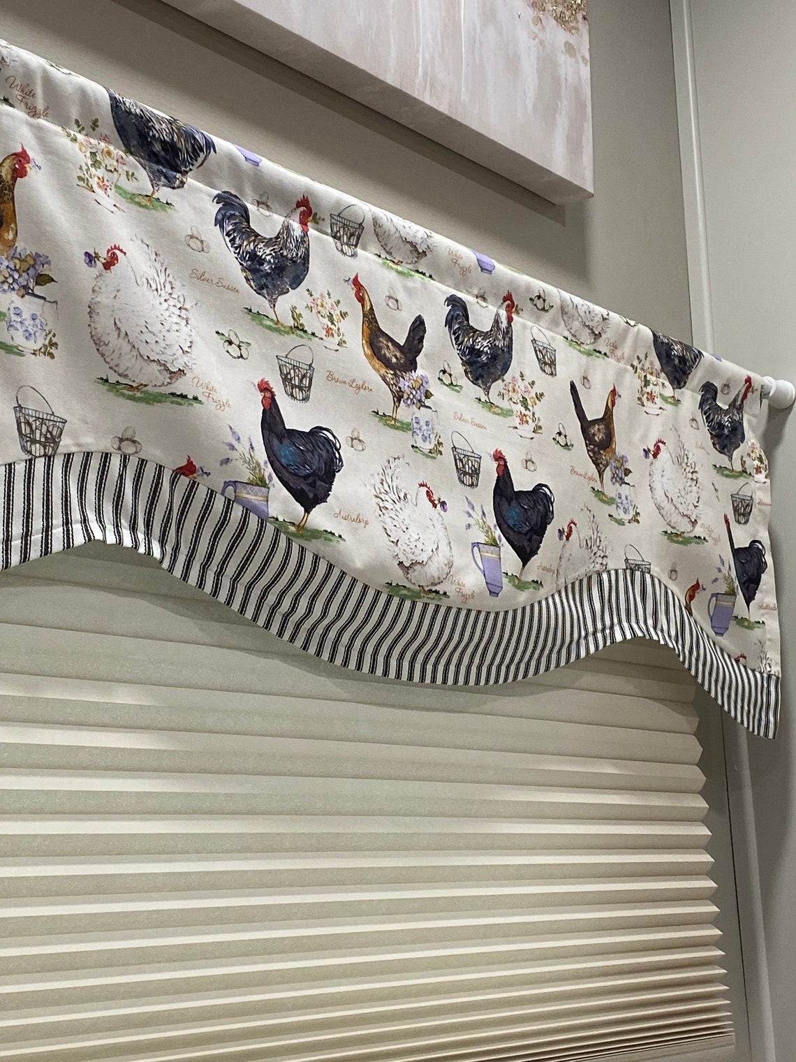 ROOSTER CHICKEN Kitchen Window Valance, Kitchen Window Curtains, Window ...