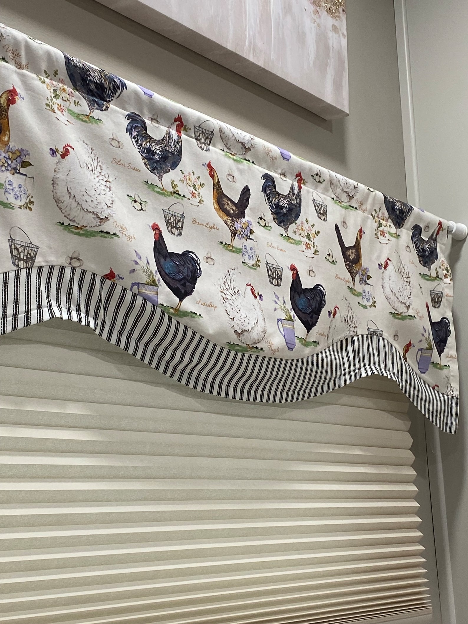 ROOSTER CHICKEN Kitchen Window Valance, Kitchen Window Curtains, Window ...
