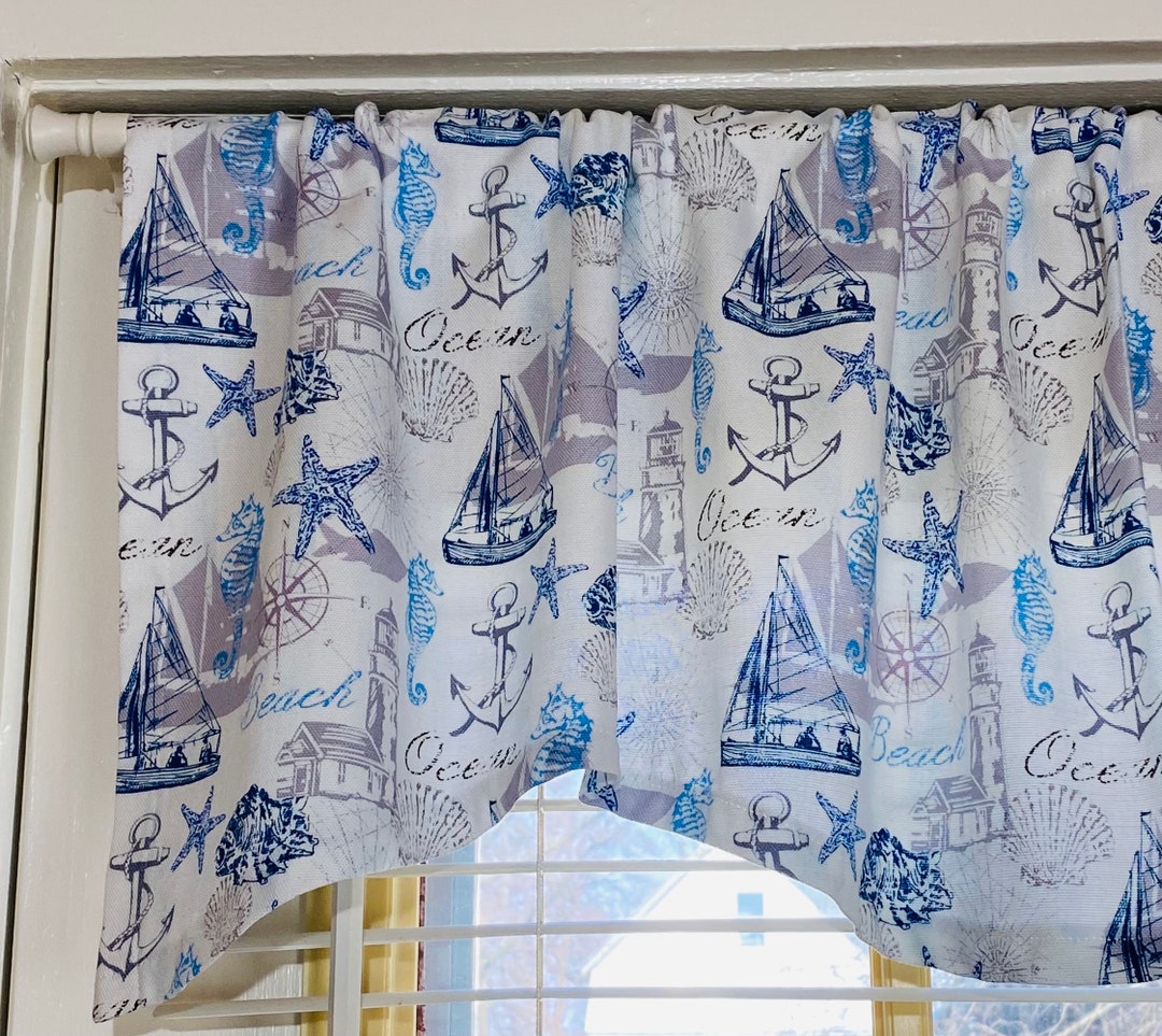 Nautical Window Valance. Cafe Curtains to Match. Custom Orders ...