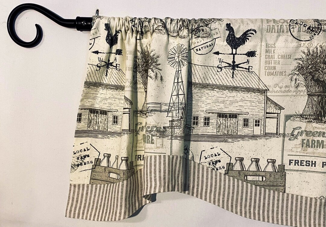 FARMHOUSE Kitchen Curtains, FRENCH COUNTRY Curtain, Kitchen Window ...
