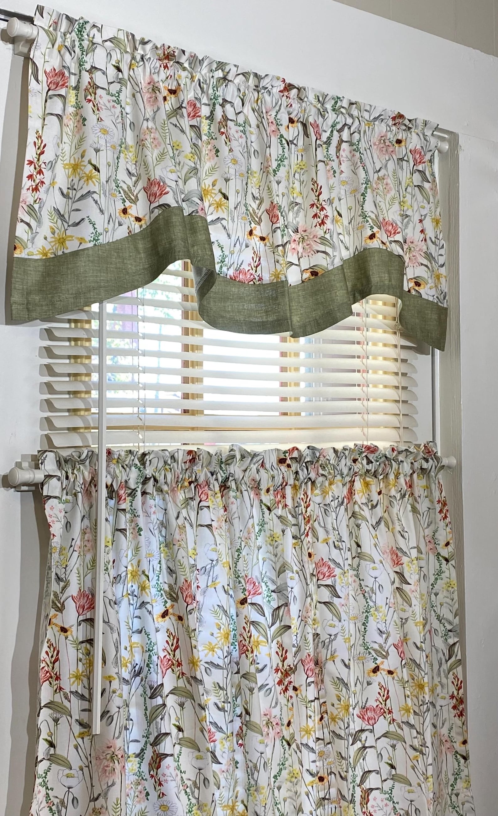 Wildflower Kitchen Window Valance or Cafe Curtains : Multi Colors With ...