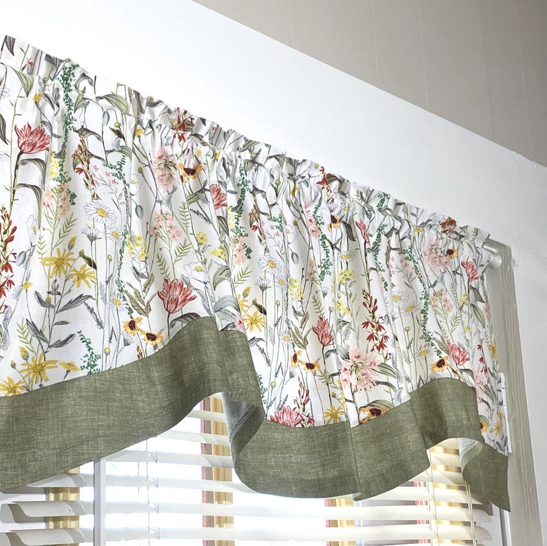 Wildflower Kitchen Window Valance or Cafe Curtains : Multi Colors With ...