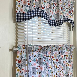 FARMHOUSE BEE VALANCE. Beehives, Beekeeper, Honey, Black and White ...