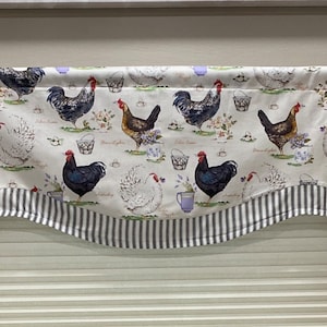 ROOSTER CHICKEN Kitchen Window Valance, Kitchen Window Curtains, Window ...