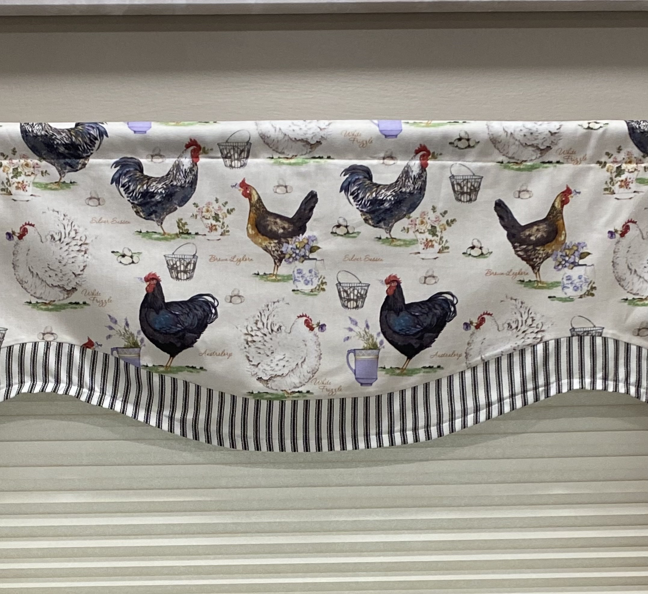 ROOSTER CHICKEN Kitchen Window Valance, Kitchen Window Curtains, Window ...