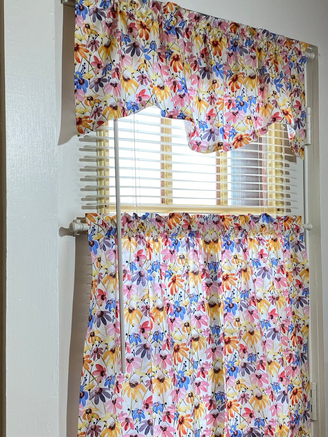 Window Valance With Matching Cafe Curtains. , Custom Order Sizes ...