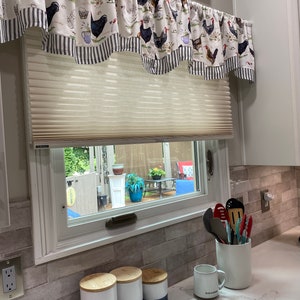 ROOSTER CHICKEN Kitchen Window Valance, Kitchen Window Curtains, Window ...