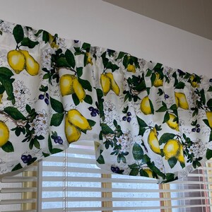 Lemon Window Valance With Matching Cafe Curtains. Custom Order Sizes ...