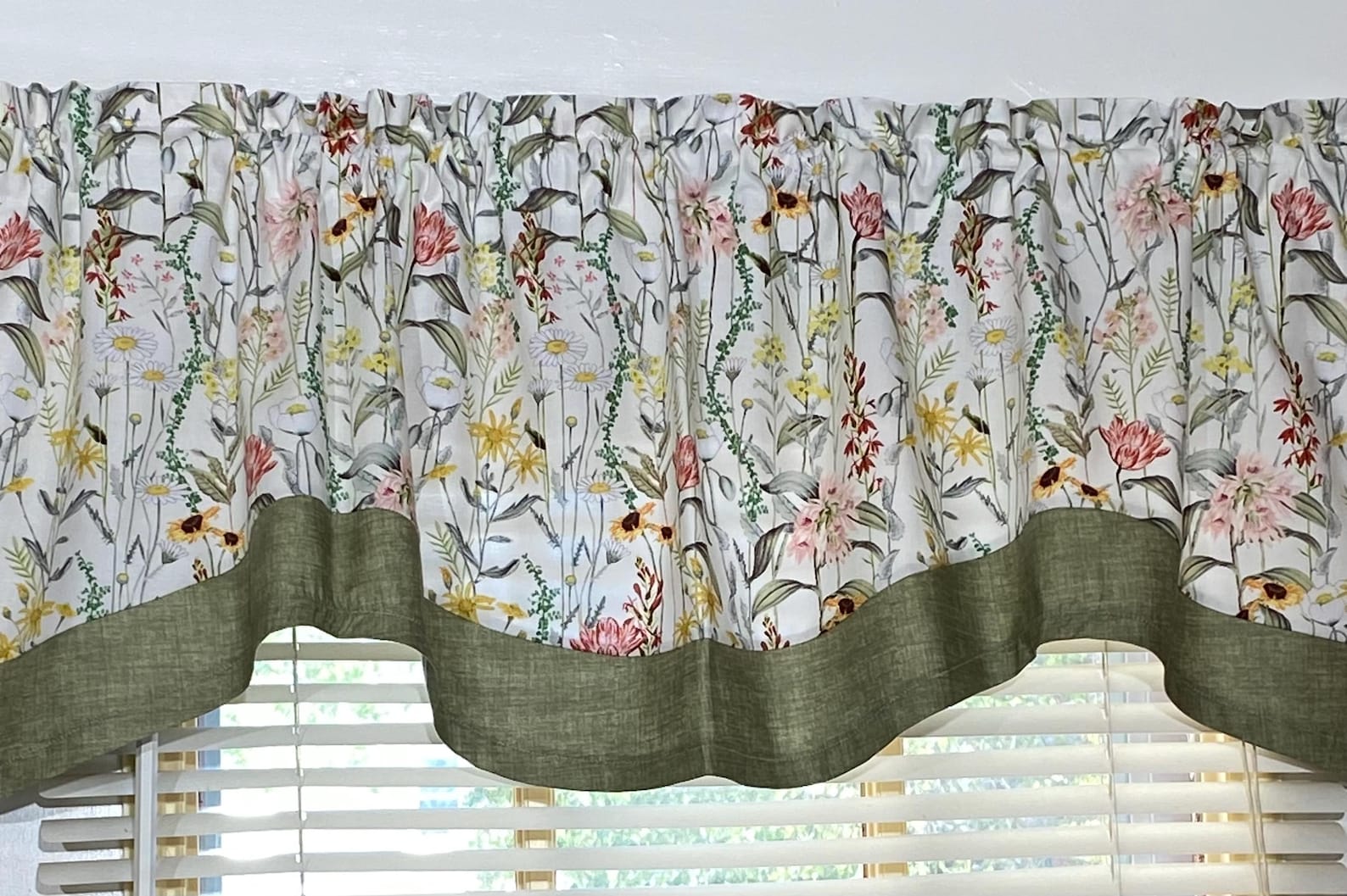 Wildflower Kitchen Window Valance or Cafe Curtains : Multi Colors With ...