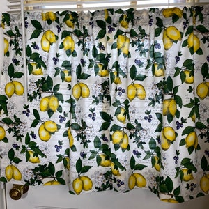 Lemon Window Valance With Matching Cafe Curtains. Custom Order Sizes ...