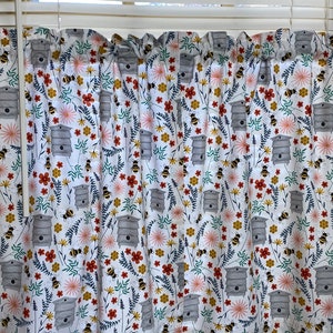 FARMHOUSE BEE VALANCE. Beehives, Beekeeper, Honey, Black and White ...