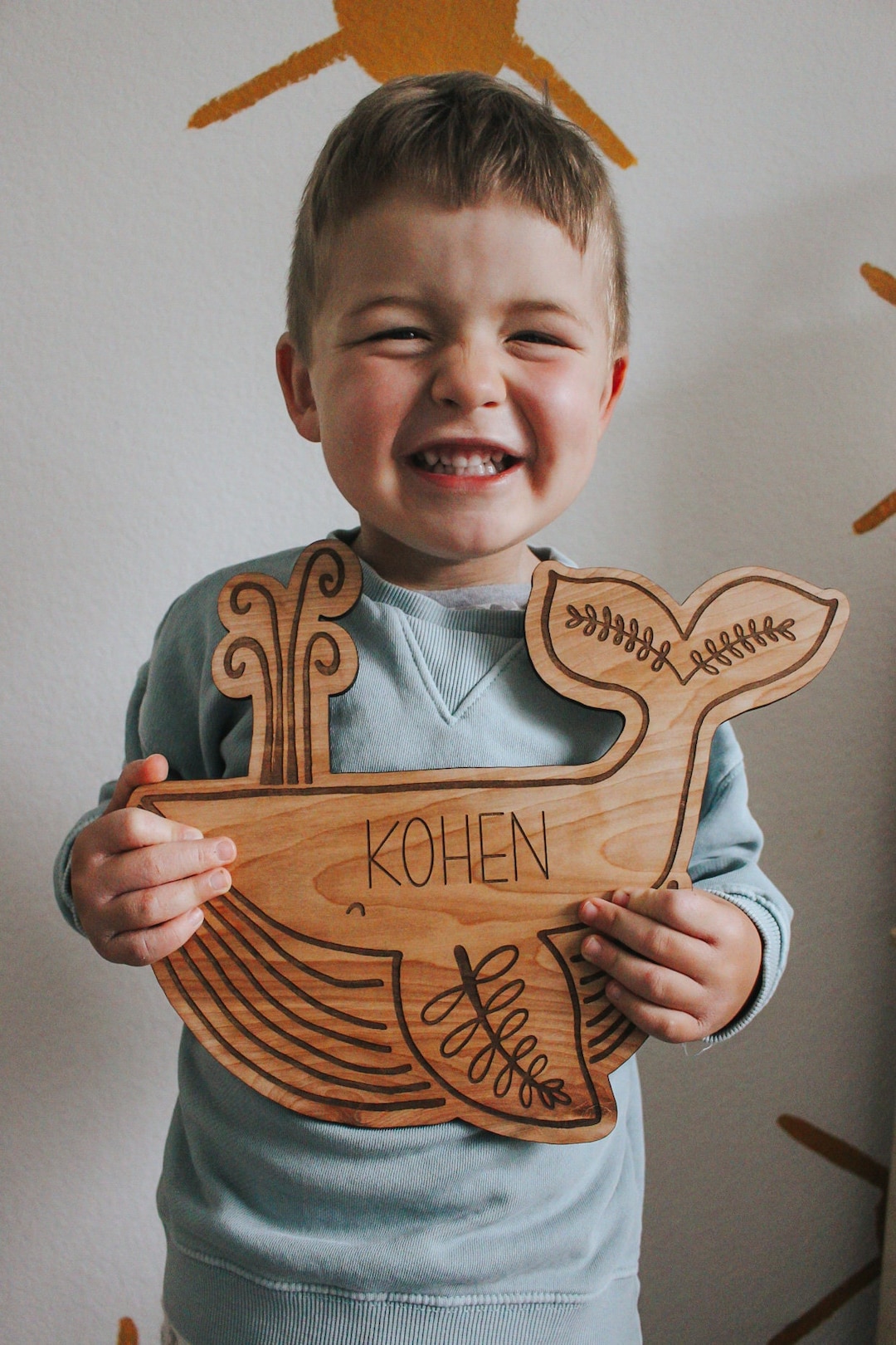 Wooden Whale Animal Wall Sign, Ocean Nursery, Personalized Name Sign ...