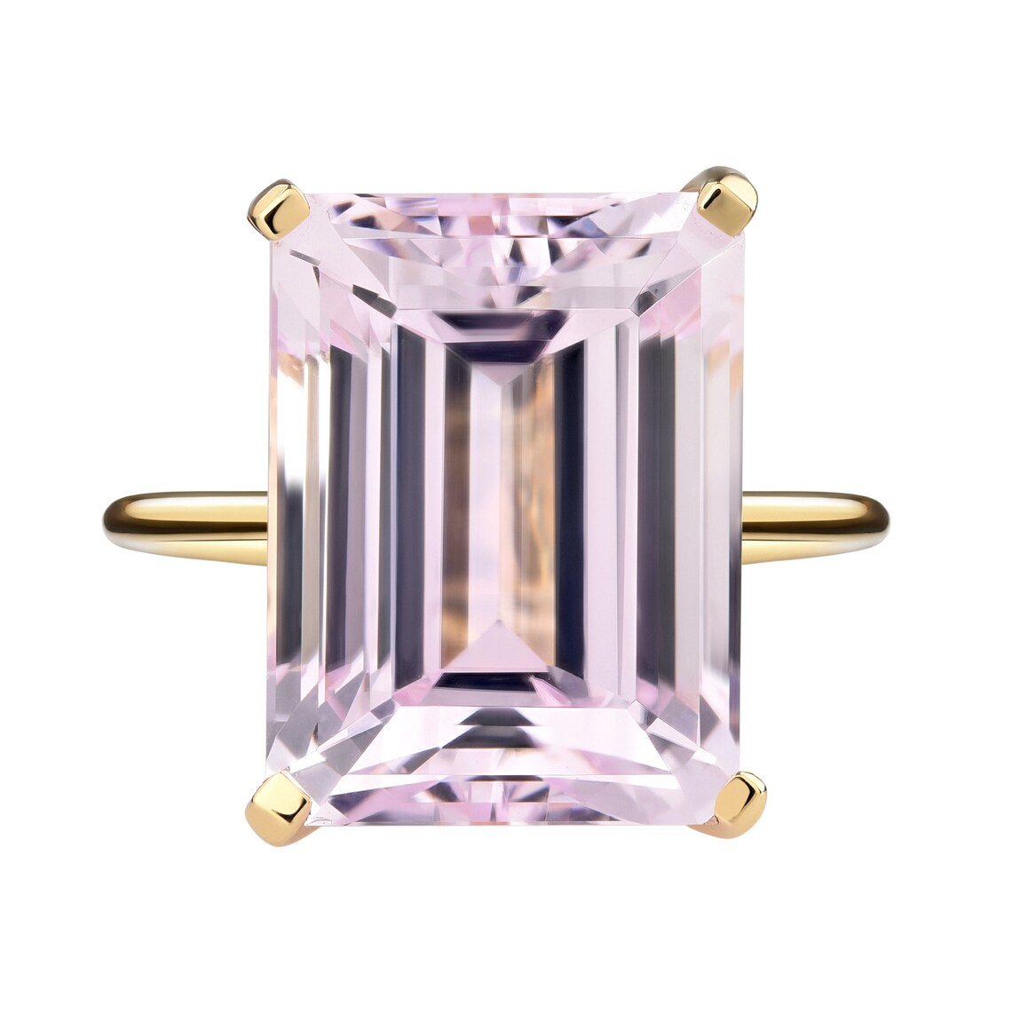 Emerald Cut Kunzite Engagement Ring / Pink Kunzite Wedding Ring for ...