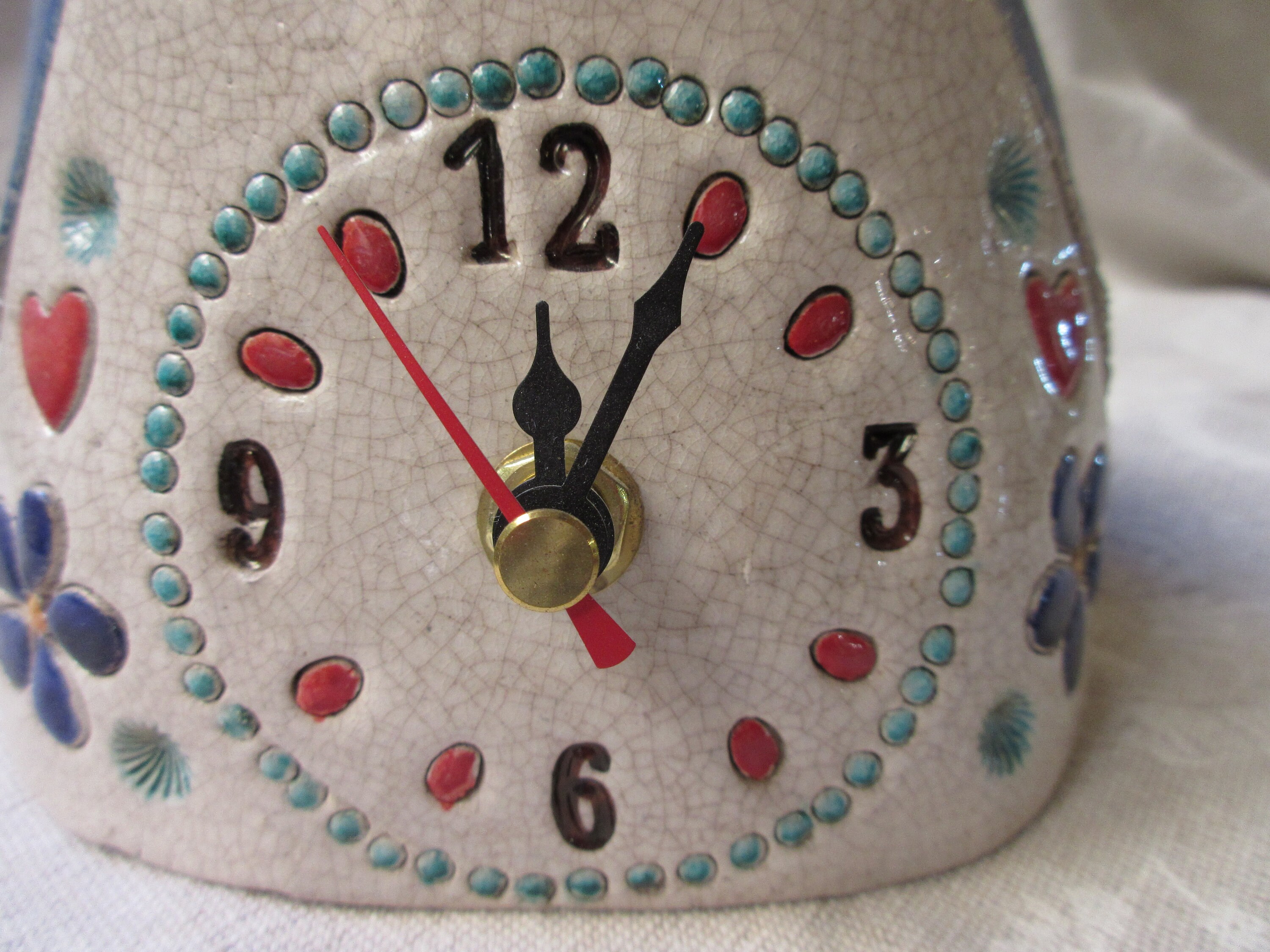 White Ceramic Owl Table Clock Handmade Hand-painted With - Etsy