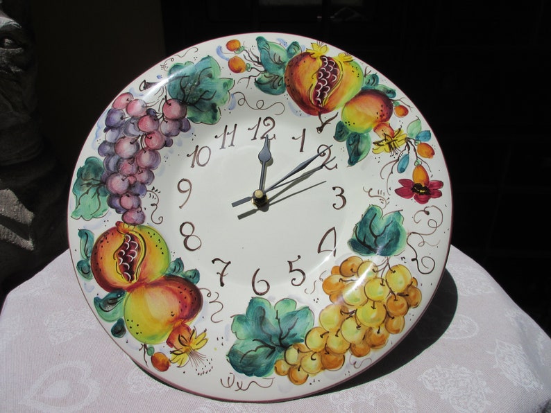 Tuscan Wall Clock Decoration Handmade Hand-painted Kitchen - Etsy