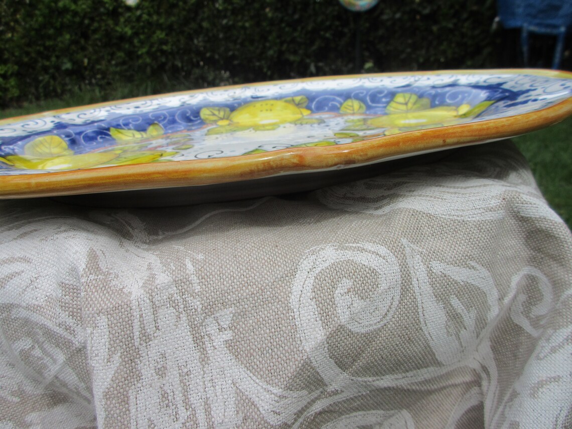 Tuscan Platter Handmade Hand Painted With Sunflowers Lemons | Etsy