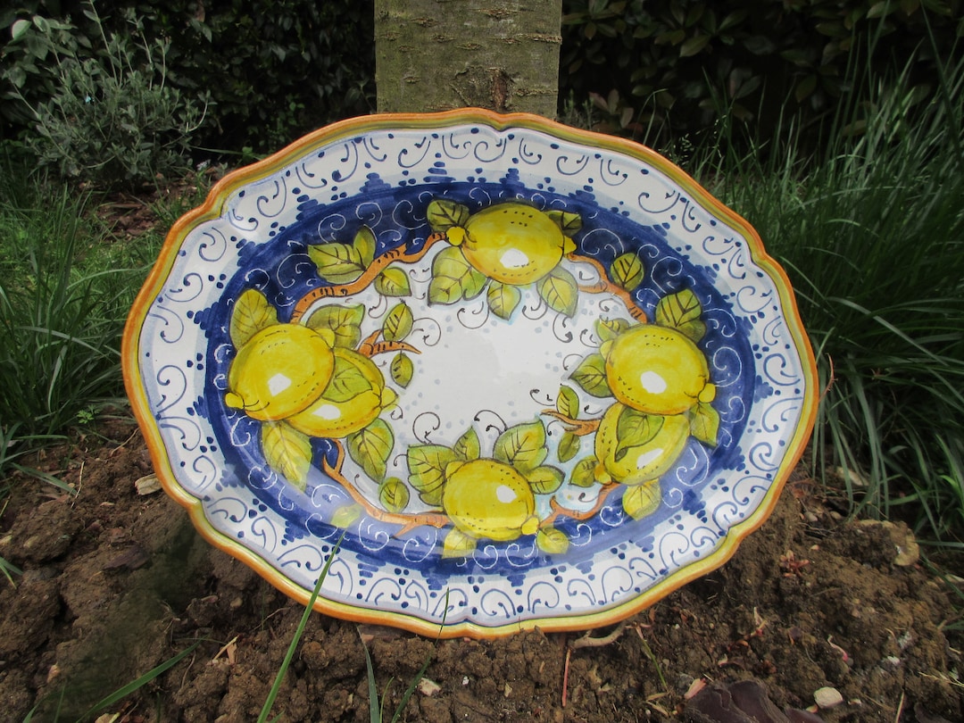 Tuscan Platter Handmade, Hand Painted With Sunflowers, Lemons, Grapes ...
