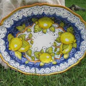 Tuscan Platter Handmade, Hand Painted With Sunflowers, Lemons, Grapes ...