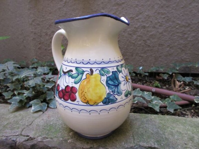 Tuscan Ceramic Wine Pitcher Handmade Hand Painted With - Etsy