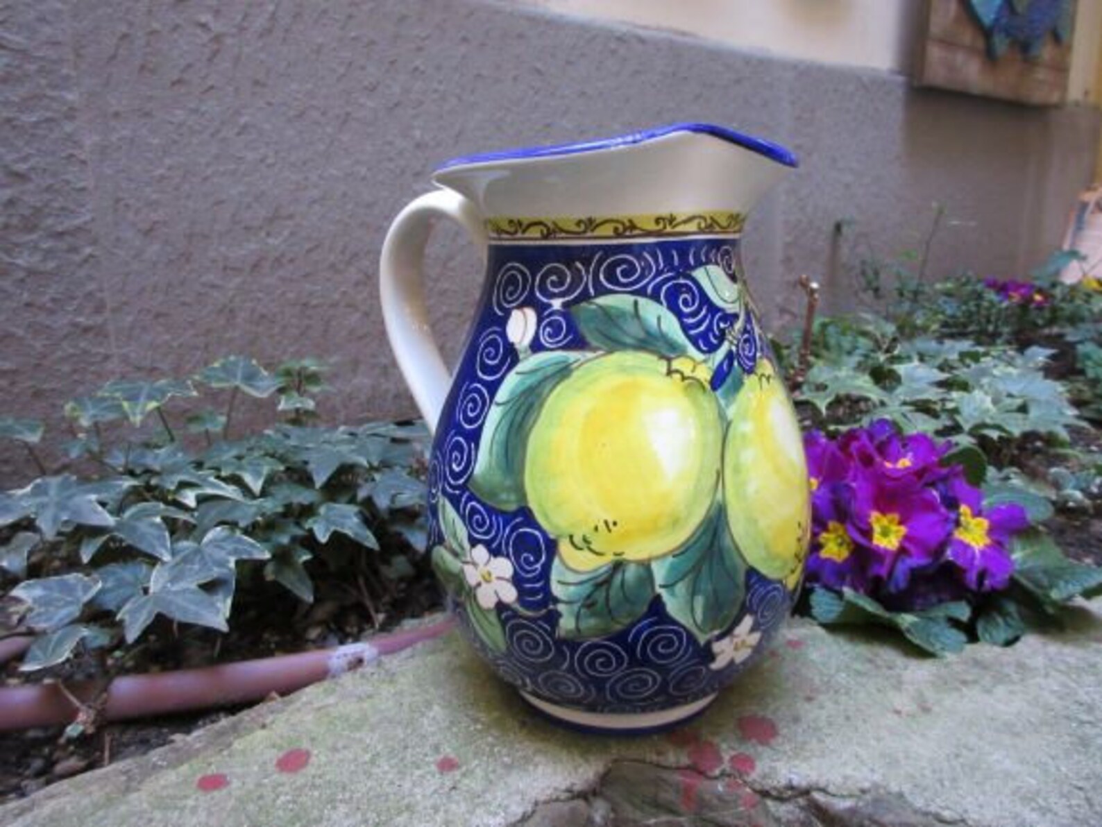 Tuscan Ceramic Wine Pitcher Handmade Hand Painted With - Etsy