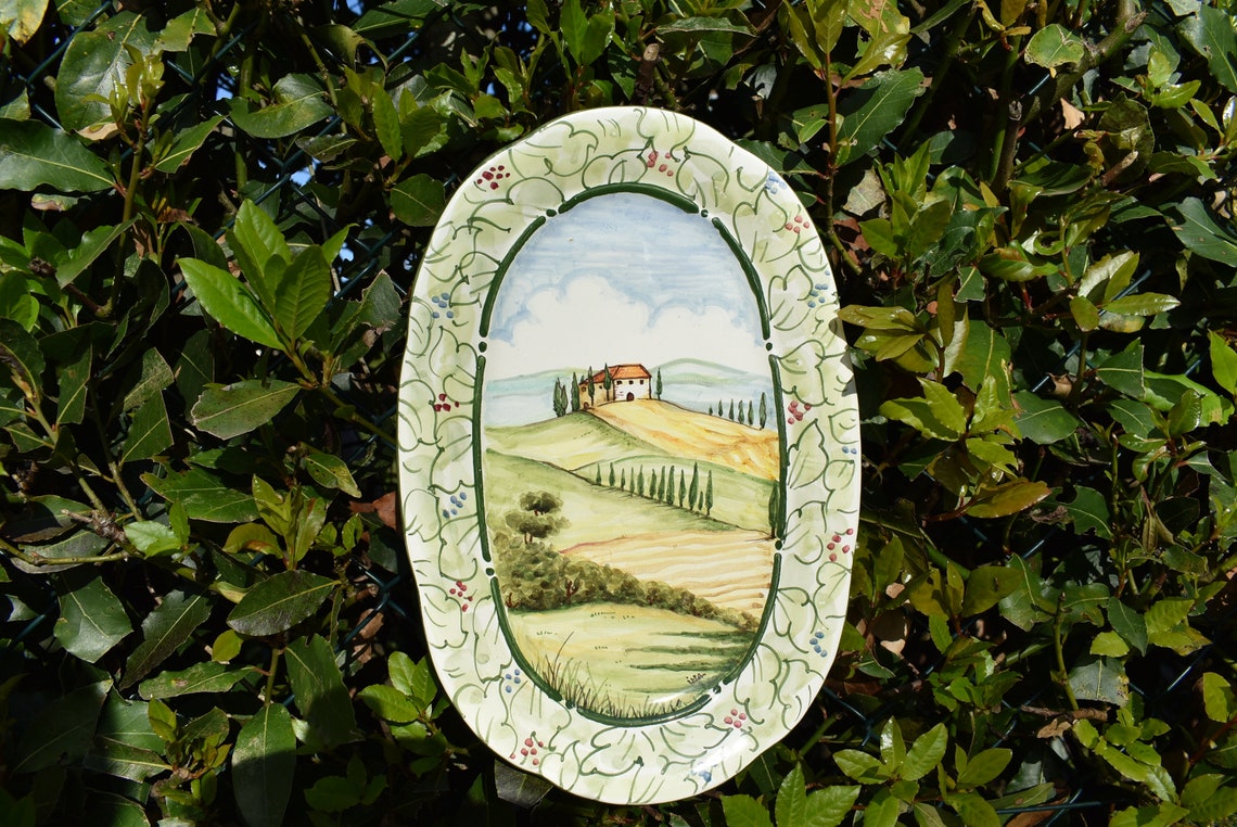 Tuscan Dish/plate Handmade Ceramic, Hand-painted With Countryside ...