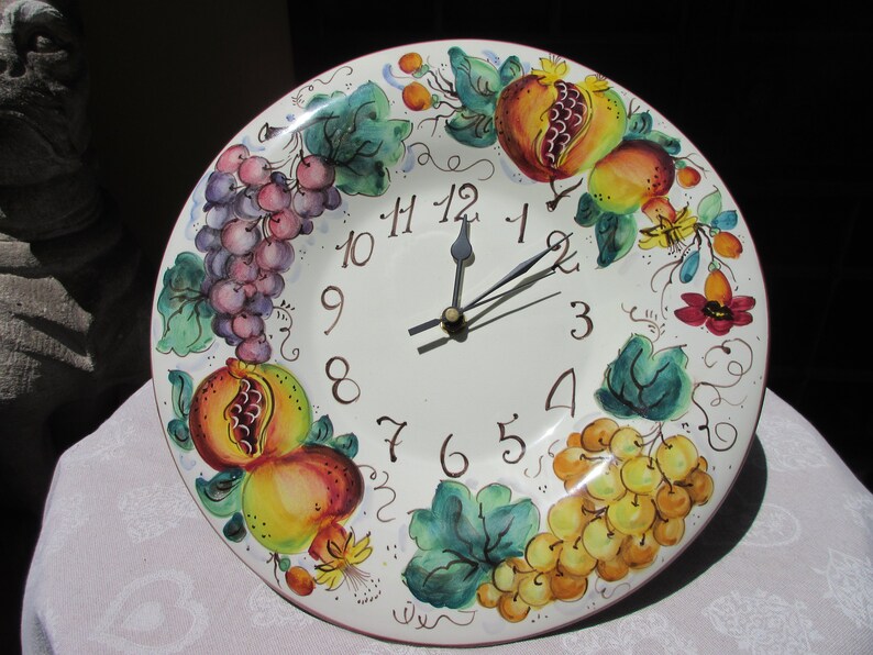 Tuscan Wall Clock Decoration Handmade Hand-painted Kitchen - Etsy