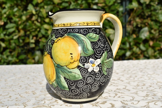 Tuscan Wine Pitcher Handmade Hand Painted 'vino' With - Etsy