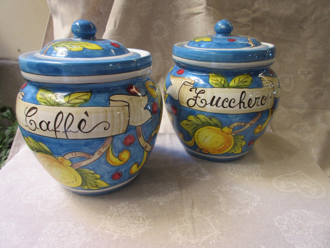 Tuscan Ceramic Caffe'/coffee or ‘zucchero/sugar Jar Handmade, Hand ...
