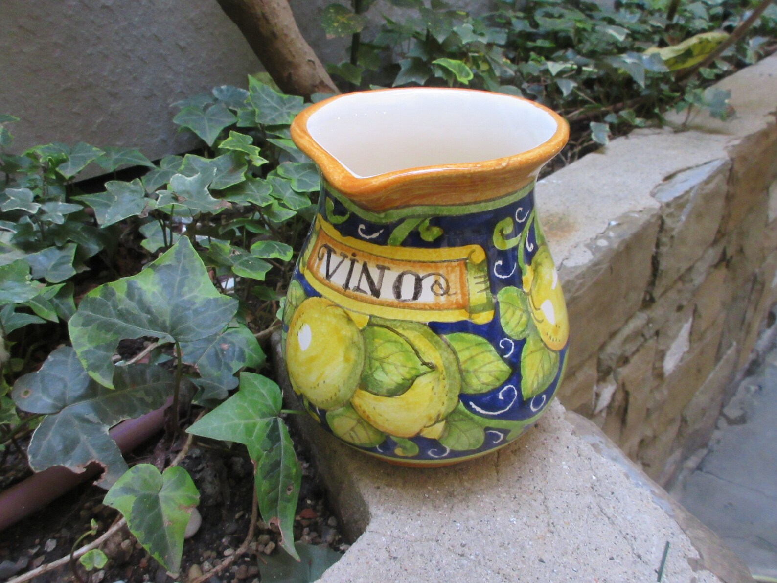 Tuscan Wine Pitcher Handmade Hand Painted 'vino' With | Etsy