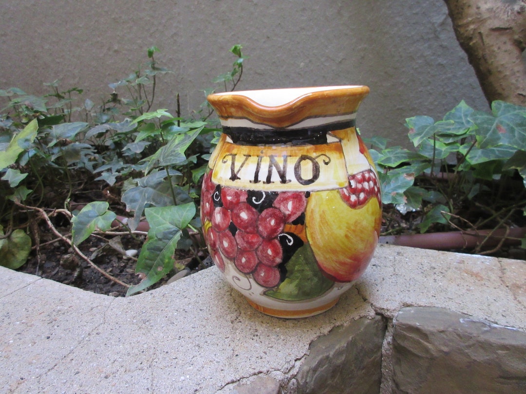 Tuscan Wine Pitcher Handmade, Hand Painted 'vino' With Grapes and ...