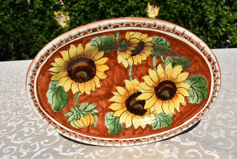 Tuscan Platter Handmade Hand Painted With Sunflowers Lemons - Etsy