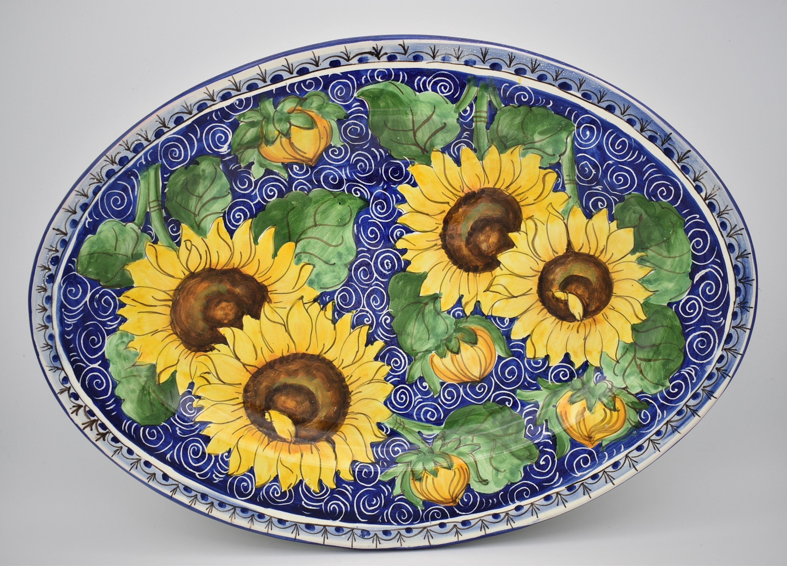 Tuscan Platter Handmade Hand Painted With Sunflowers Lemons - Etsy