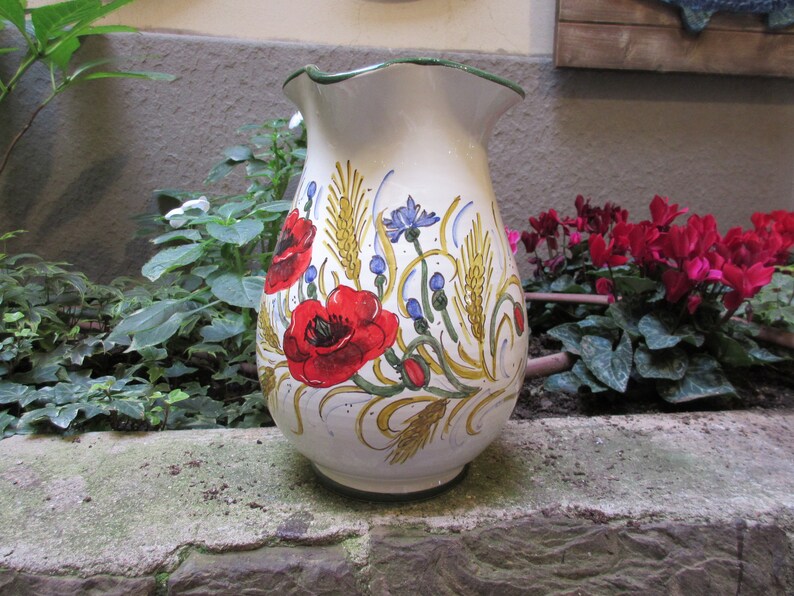 Tuscan Ceramic Wine Pitcher Handmade Hand Painted With - Etsy